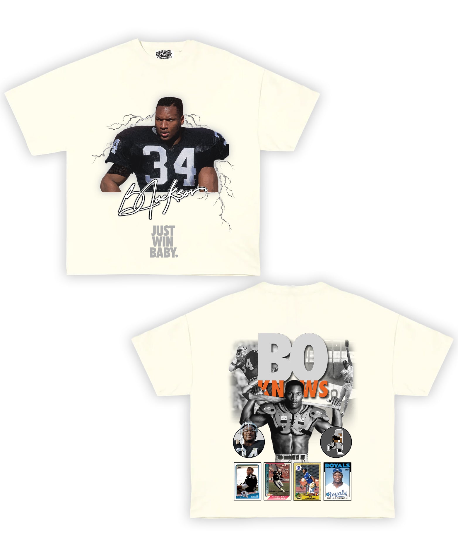 Bo Jackson Tribute Vintage Shirt: Front/Back (White) – The Vintage ...