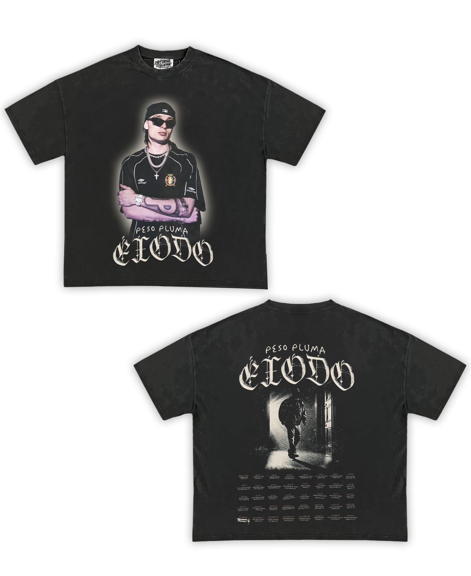 Peso Pluma Tribute Vintage Shirt: Front/Back (Vintage Black) – The ...